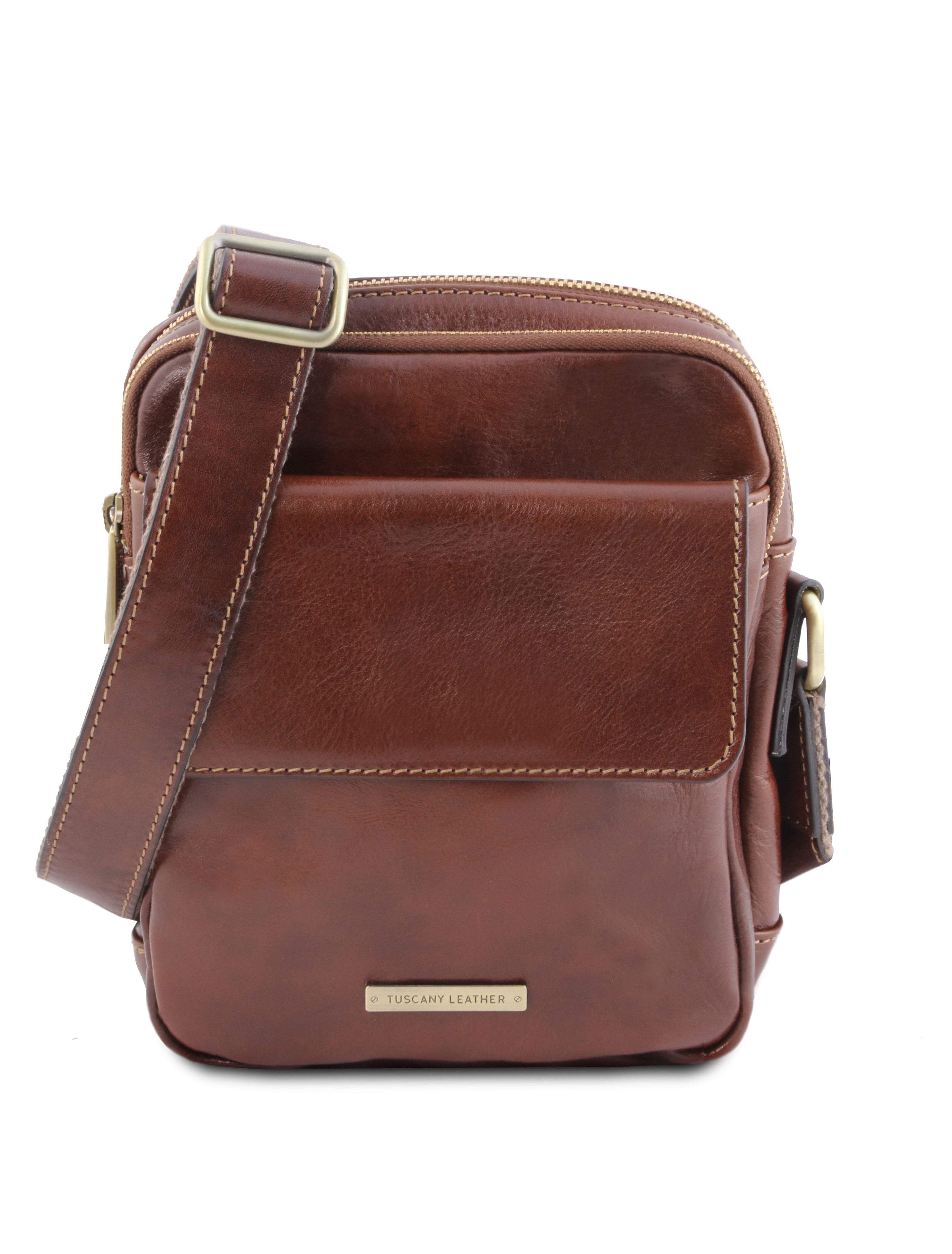 Geanta barbati din piele naturala maro, Tuscany Leather, Larry